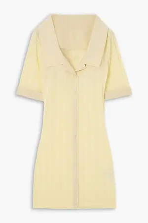 Jacquemus Manta Poplintrimmed Ribbedknit Mini Dress - Pastel Yellow