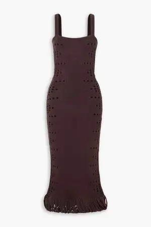 DIOTIMA Moore Fringed Pointelle-knit Cotton-blend Maxi Dress