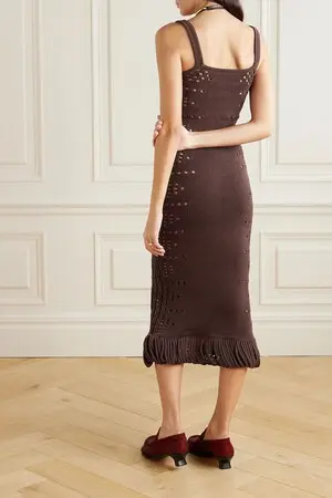 DIOTIMA Moore Fringed Pointelle-knit Cotton-blend Maxi Dress