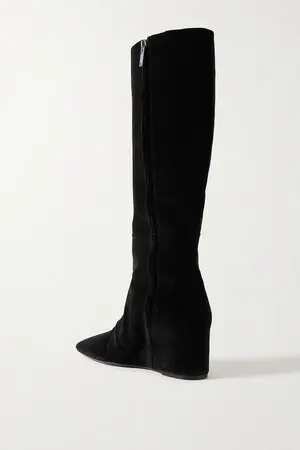 Gabriela Hearst Remedios Velvet Wedge Knee Boots - Black