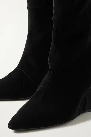 Gabriela Hearst Remedios Velvet Wedge Knee Boots - Black