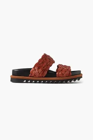 Dries Van Noten Leathertrimmed Raffia Sandals