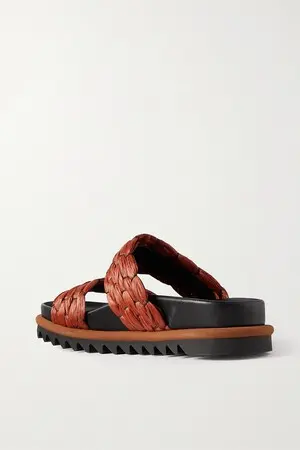 Dries Van Noten Leathertrimmed Raffia Sandals