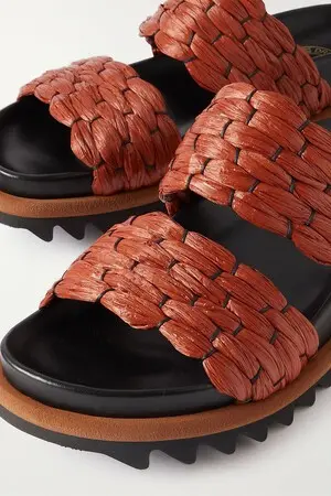Dries Van Noten Leathertrimmed Raffia Sandals