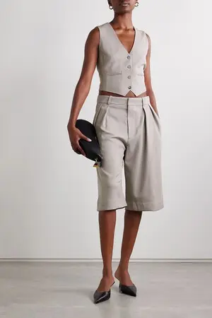 Wardrobe.NYC Cropped Grain De Poudre Wool Vest