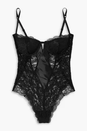 Versace Lace And Satin Underwired Bodysuit