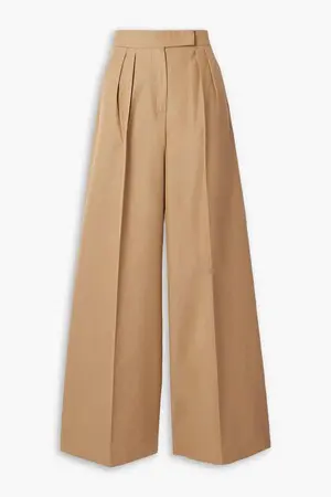 Max Mara Corte Pleated Cottoncanvas Wideleg Pants - Sand