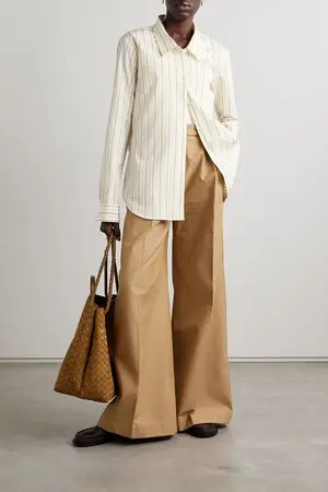 Max Mara Corte Pleated Cottoncanvas Wideleg Pants