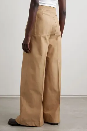 Max Mara Corte Pleated Cottoncanvas Wideleg Pants
