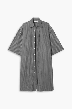 Marie Adam-Leenaerdt Layered Striped Cottonpoplin Midi Shirt Dress - Charcoal