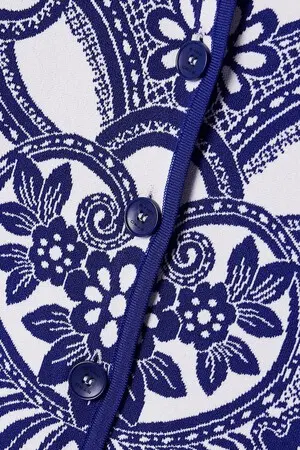 Etro Cropped Jacquard-knit Cardigan - Indigo