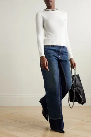 Stella McCartney Falabella Chain-embellished Wool Sweater - Ivory