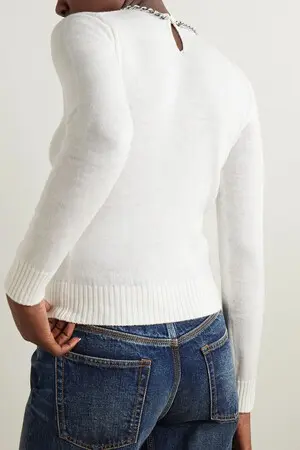Stella McCartney Falabella Chain-embellished Wool Sweater - Ivory