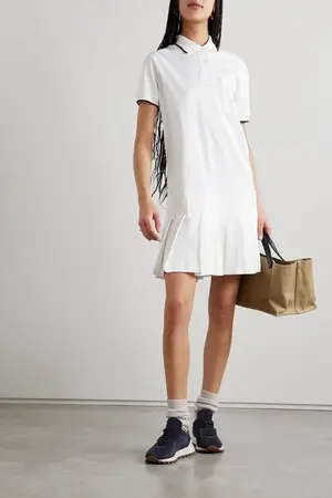 Brunello Cucinelli Tennis Pleated Embroidered Mini Dress