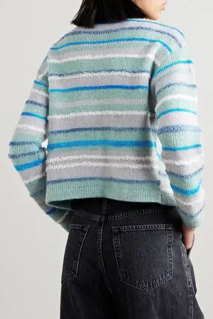 THE ELDER STATESMAN Striped Cashmere-blend Cardigan