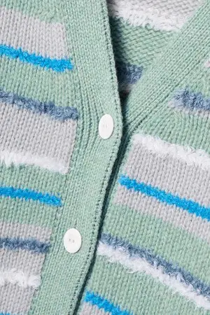 THE ELDER STATESMAN Striped Cashmere-blend Cardigan