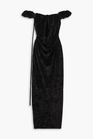 Jacquemus Offtheshoulder Embellished Stretchvelour Gown - Black