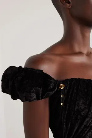 Jacquemus Off-the-shoulder Embellished Stretch-velour Gown - Black