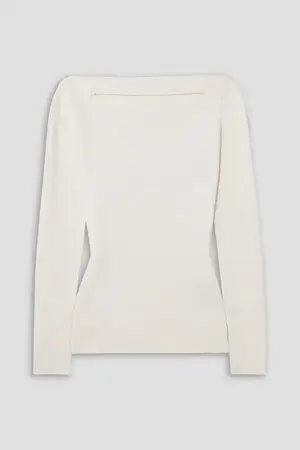 Another Tomorrow Cutout Knitted Top - Ivory