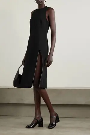 Ami Wool-crepe Midi Dress - Black