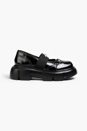 Simone Rocha Embellished Glossedleather Mary Jane Brogues