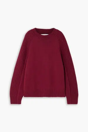 Another Tomorrow Oversized Ribbed Cashmere And Woolblend Sweater - Merlot