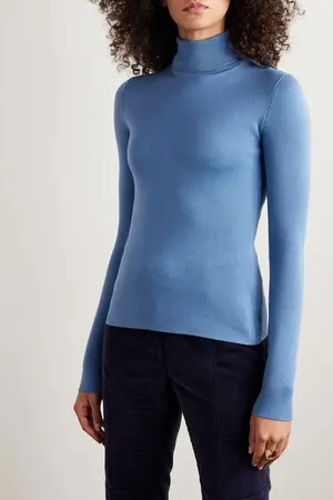 Gabriela Hearst Wool, Cashmere And Silk-blend Turtleneck Sweater - Light Blue