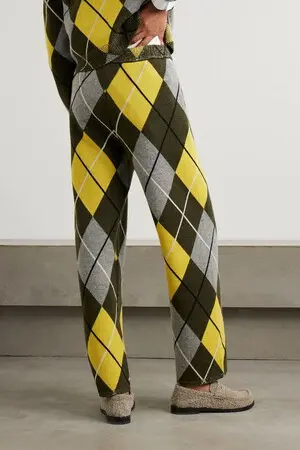 THE ELDER STATESMAN Argyle Cashmere Jacquard Track Pants