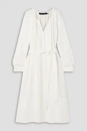 Proenza Schouler Enya Belted Crepe Midi Shirt Dress - White