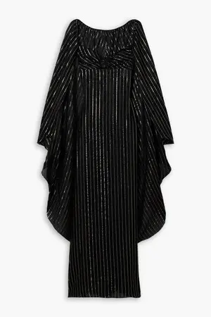Johanna Ortiz Promise Of Splendor Metallic Striped Silkblend Chiffon Maxi Dress - Black