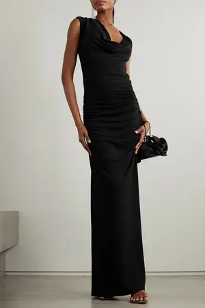 Michael Lo Sordo Draped Satin Maxi Dress