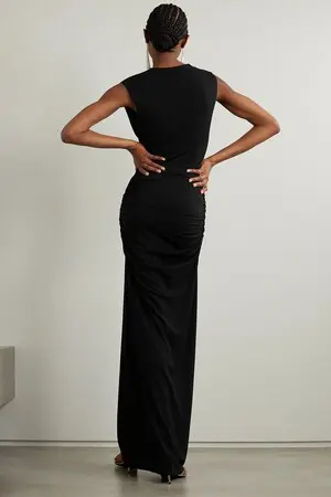 Michael Lo Sordo Draped Satin Maxi Dress