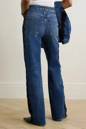 Stella McCartney Lace-trimmed Straight-leg Jeans