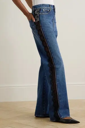 Stella McCartney Lace-trimmed Straight-leg Jeans