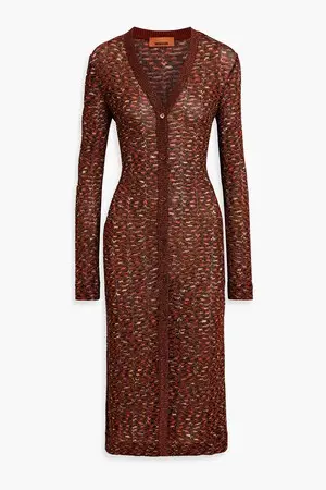 Missoni Metallic Crochetknit Cardigan - Copper