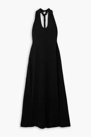 Proenza Schouler Ember Fringed Crepe Halterneck Maxi Dress - Black