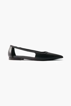 Brunello Cucinelli Beadembellished Leather Pointtoe Flats - Black