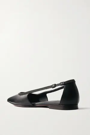 Brunello Cucinelli Beadembellished Leather Pointtoe Flats