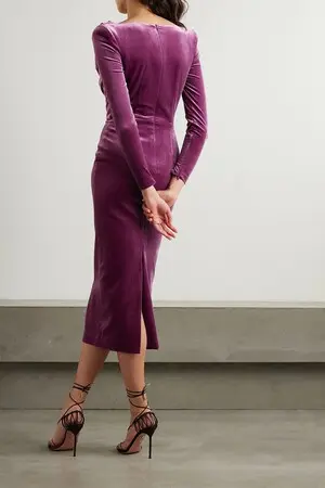 Alex Perry Draped Stretchvelvet Midi Dress