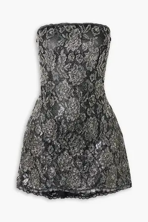 CLIO PEPPIATT Isla Strapless Embellished Mini Dress