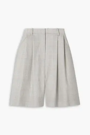 SALON 1884 Lenka Pleated Checked Wool Shorts