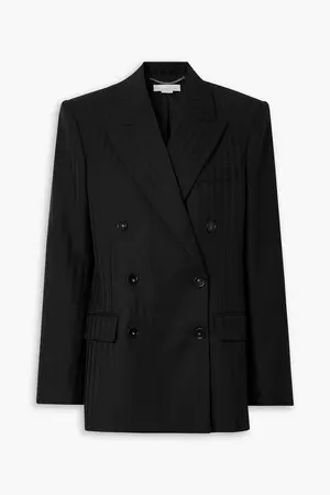 Stella McCartney Oversized Doublebreasted Striped Wool Blazer - Black
