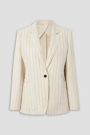 MAX MARA Micron Pinstriped Linen And Cottonblend Blazer