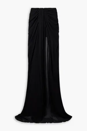MONOT Draped Chiffon Maxi Skirt - Black
