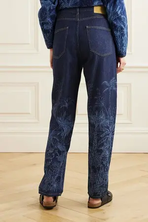 Alanui Jungle Toile De Jouy Printed Straight-leg Jeans - Dark Denim