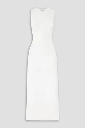 Magda Butrym Crochettrimmed Ribbed Cottonblend Jersey Midi Dress - White
