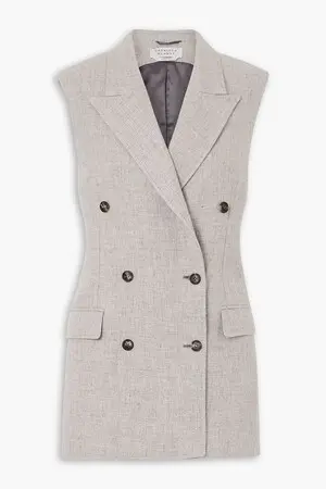 Gabriela Hearst Mayte Double-breasted Cashmere And Linen-blend Vest - Light Gray