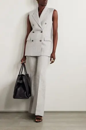 Gabriela Hearst Mayte Double-breasted Cashmere And Linen-blend Vest - Light Gray