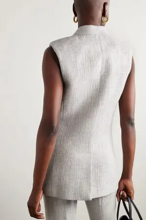 Gabriela Hearst Mayte Double-breasted Cashmere And Linen-blend Vest - Light Gray