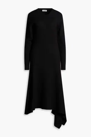 JIL SANDER Asymmetric Wool Dress - Black